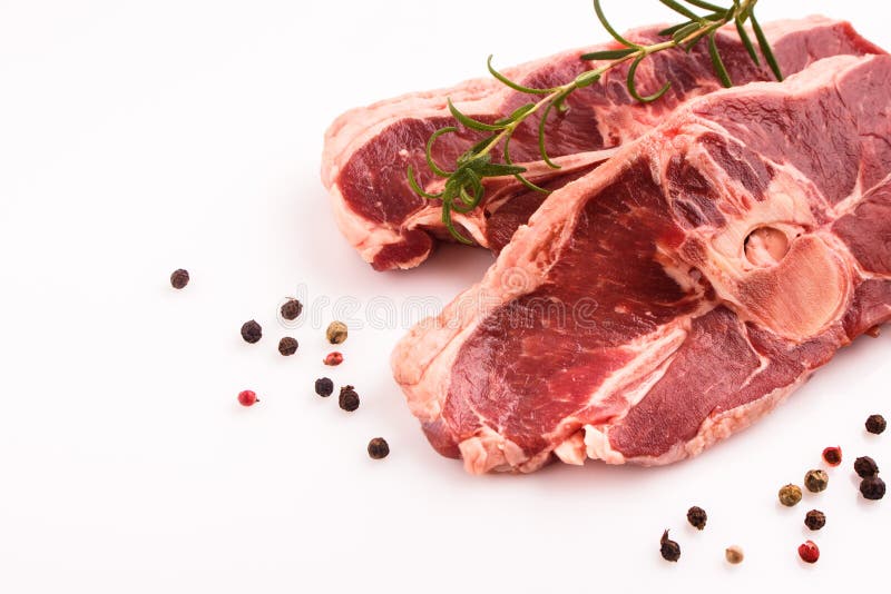 Fresh Lamb Meat on a White Background Stock Image - Image of frenched ...