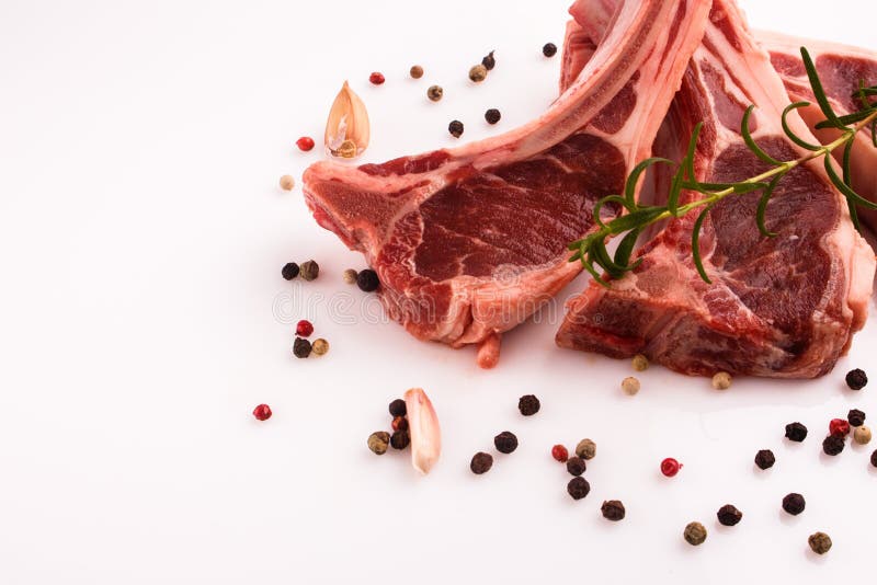 Fresh Lamb Meat on a White Background Stock Photo - Image of mutton ...