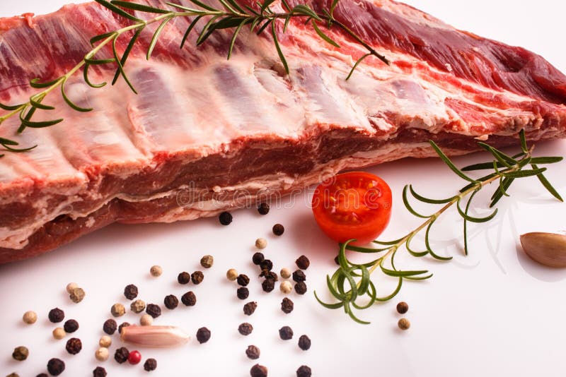 Fresh Lamb Meat on a White Background Stock Image - Image of ribs, lamb ...