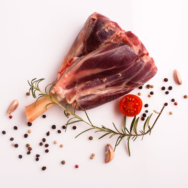 Fresh Lamb Meat on a White Background Stock Photo - Image of mutton ...