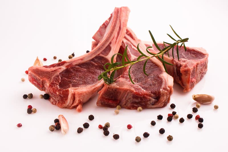 Fresh Lamb Meat on a White Background Stock Image - Image of piece ...