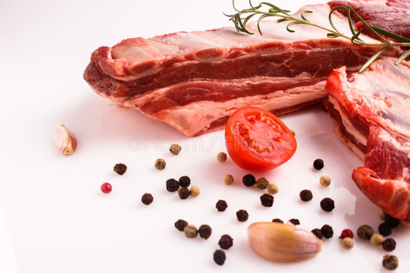 Fresh Lamb Meat on a White Background Stock Image - Image of fresh ...