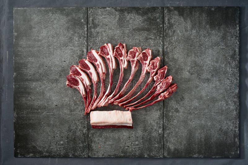 Fresh Lamb Rack Chops Slate Surface Stock Photos - Free & Royalty-Free ...