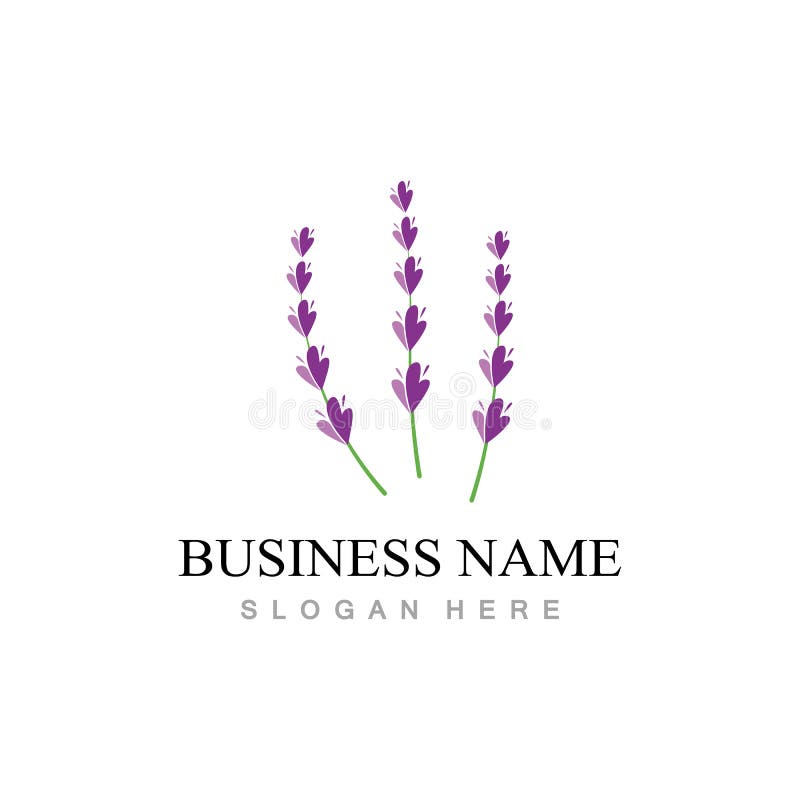 Fresh Lavender Flower Logo Flat Design Template Stock Vector ...