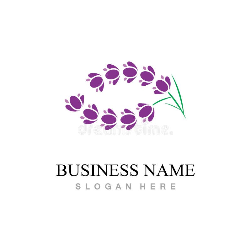 Fresh Lavender Flower Logo Flat Design Template Stock Vector ...