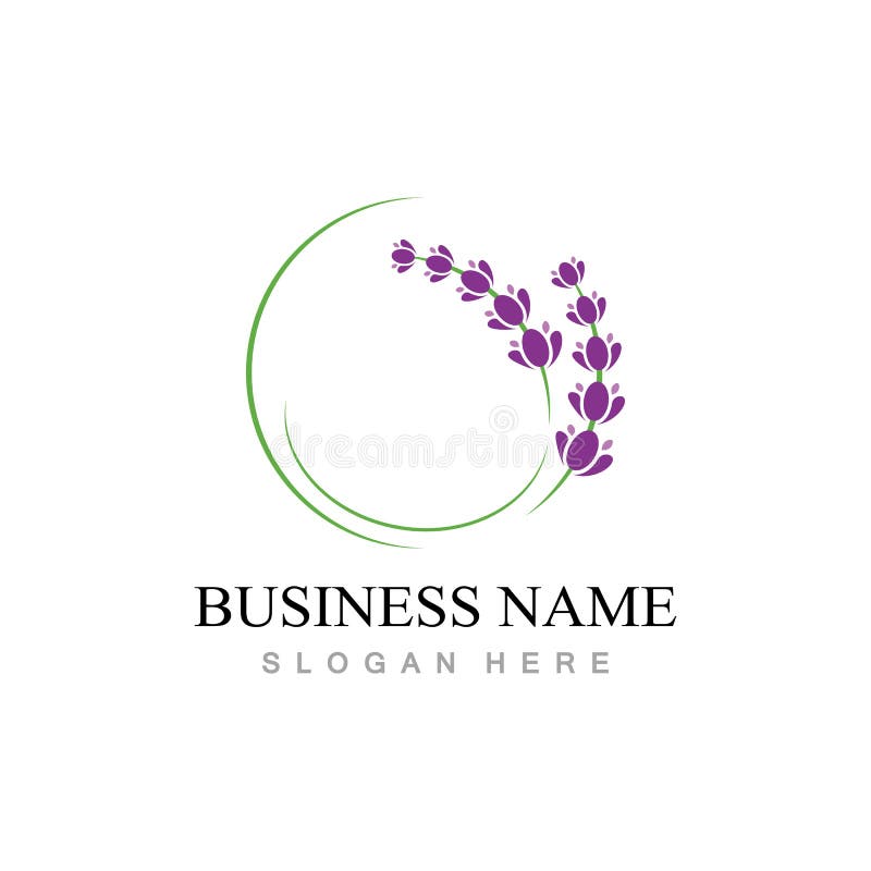 Fresh Lavender Flower Logo Flat Design Template Stock Vector ...