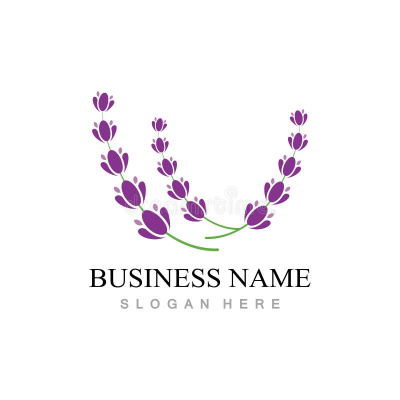 Fresh Lavender Flower Logo Flat Design Template Stock Vector ...