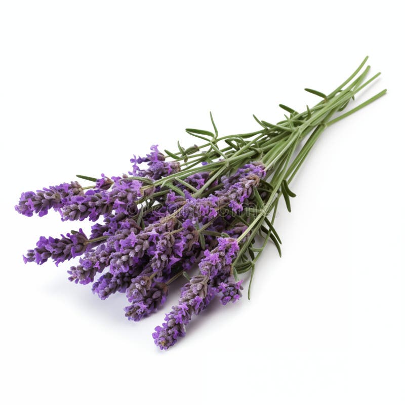 Fresh Lavender Flowers Bunch Isolated on White Background Stock Illustration - Illustration of ...