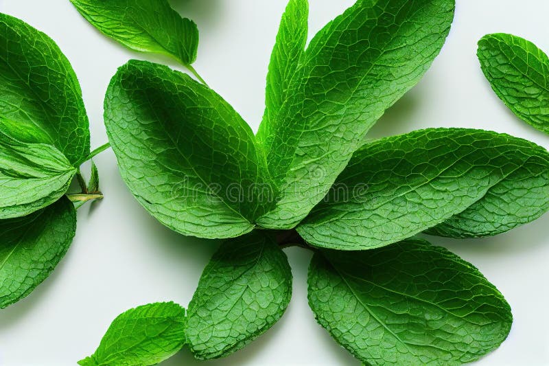 Fresh Leaves and Sprigs of Peppermint Close-up on a White Background ...