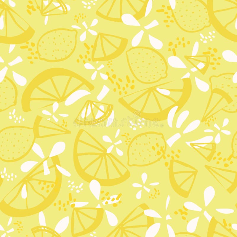 Floral Mediterranean Modern Summer Lemon Repeating Pattern. Stock ...