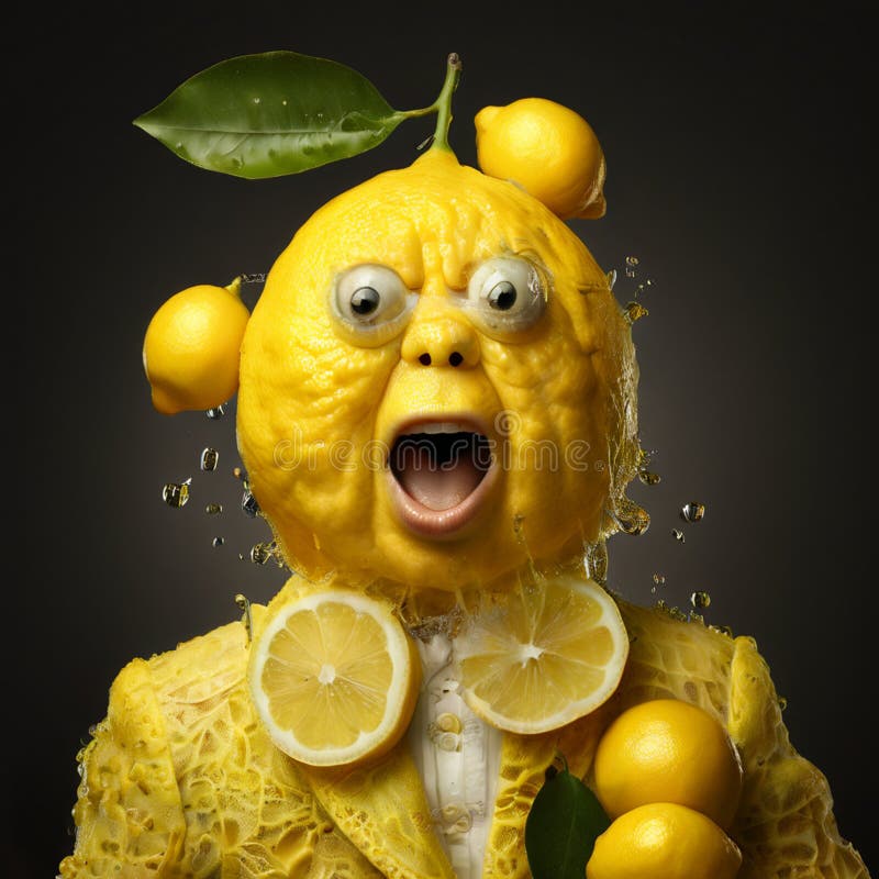 Fresh Lemon with Food with Funny Face. Stock Illustration ...