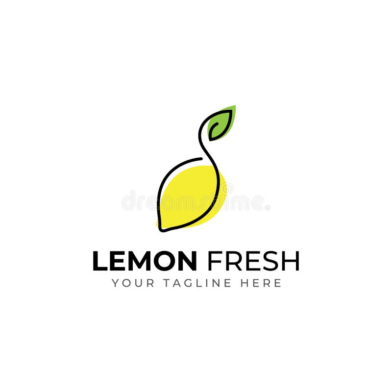 Fresh Lemon Fruit Logo with Leaves and Fresh Drink of Lemon Fruit. Logo ...
