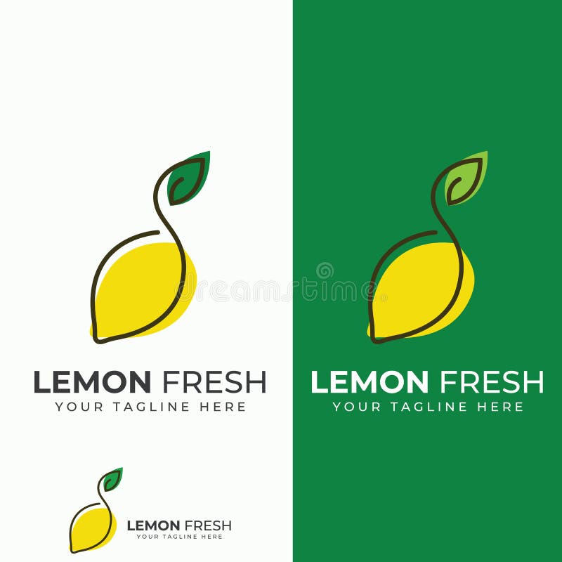 Fresh Lemon Fruit Logo with Leaves and Fresh Drink of Lemon Fruit. Logo ...