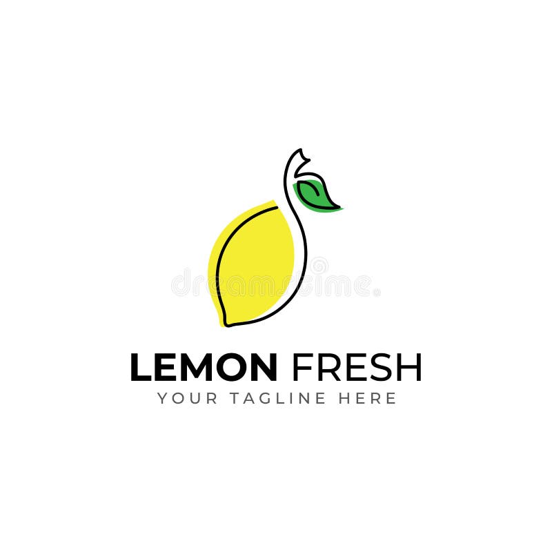Fresh Lemon Fruit Logo with Leaves and Fresh Drink of Lemon Fruit. Logo ...
