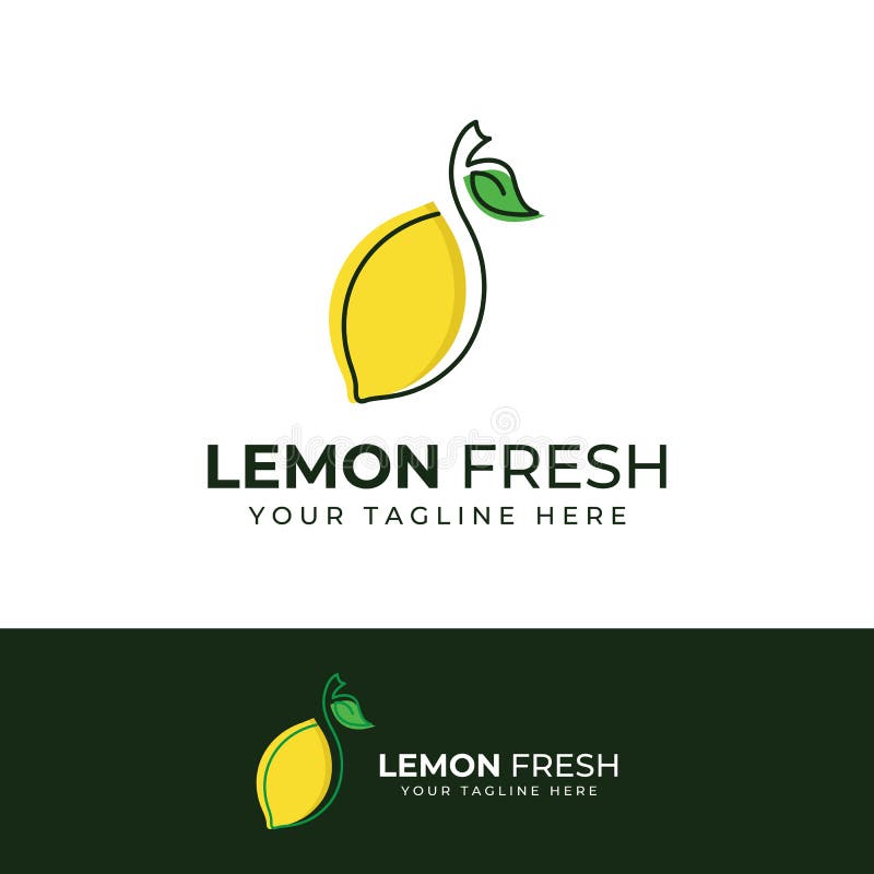Fresh Lemon Fruit Logo with Leaves and Fresh Drink of Lemon Fruit. Logo ...