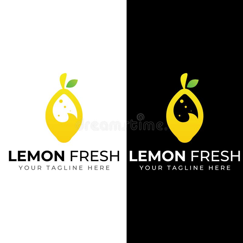 Fresh Lemon Fruit Logo with Leaves and Fresh Drink of Lemon Fruit. Logo ...