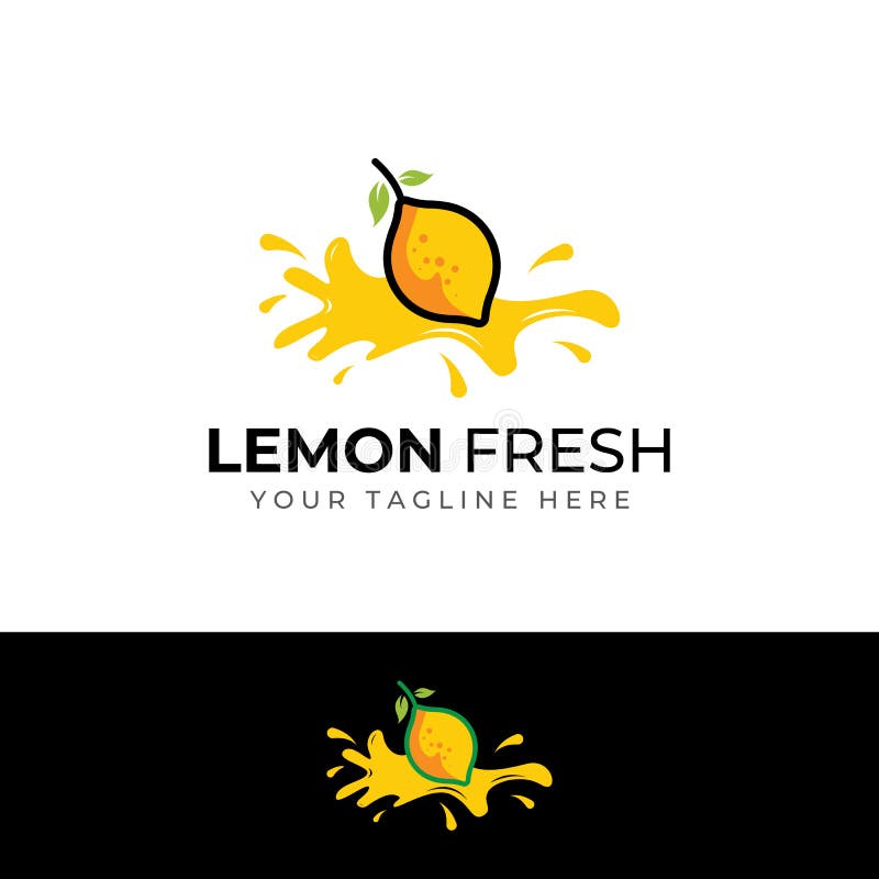 Fresh Lemon Fruit Logo with Leaves and Fresh Drink of Lemon Fruit. Logo ...
