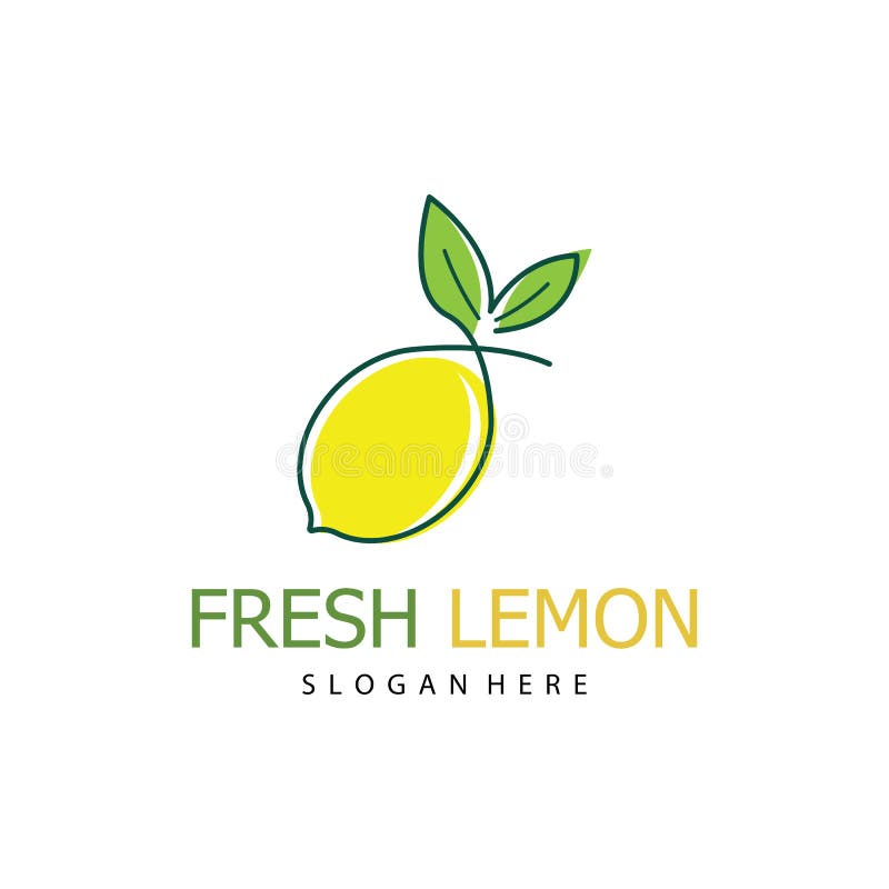 Fresh Lemon Fruit Vector Logo with Leaves, for Lemon Fruit Fresh Drink ...