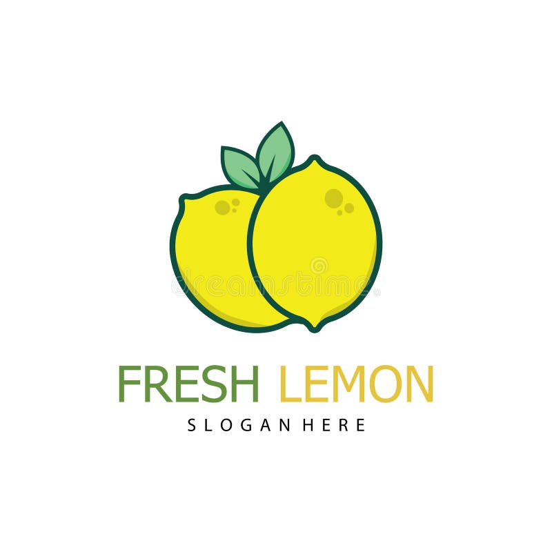 Fresh Lemon Fruit Vector Logo with Leaves, for Lemon Fruit Fresh Drink ...