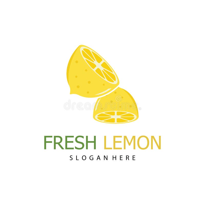Fresh Lemon Fruit Vector Logo with Leaves, for Lemon Fruit Fresh Drink ...