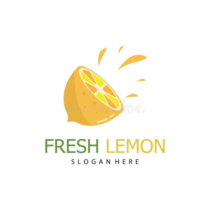 Fresh Lemon Fruit Vector Logo with Leaves, for Lemon Fruit Fresh Drink ...