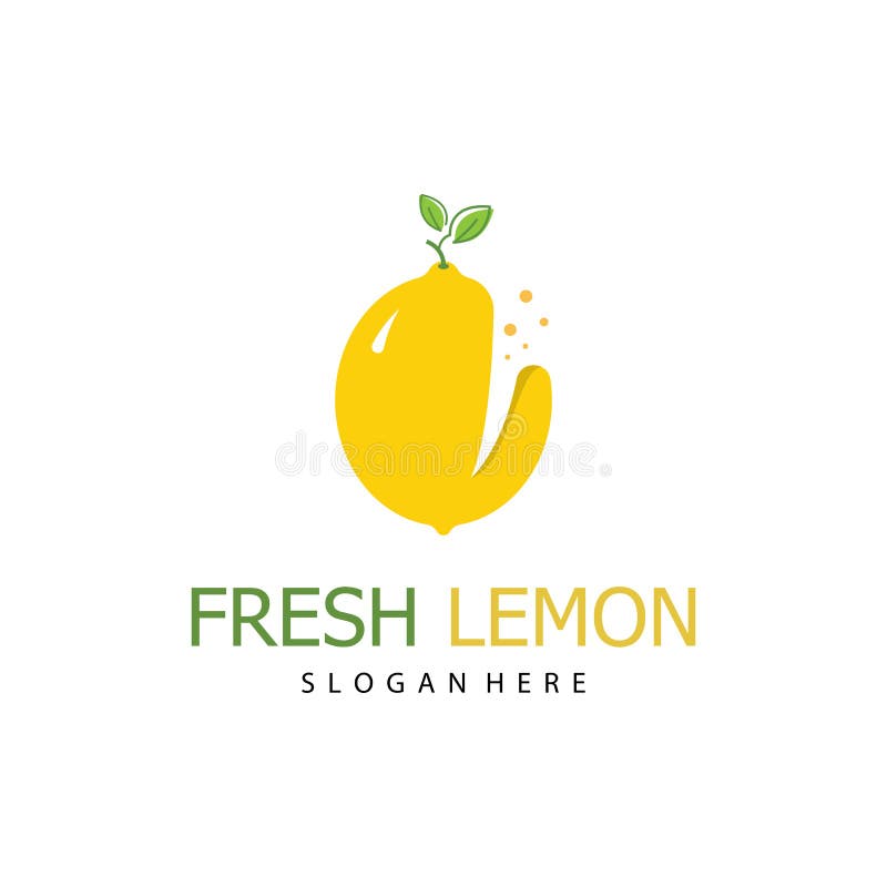 Fresh Lemon Fruit Vector Logo with Leaves, for Lemon Fruit Fresh Drink ...
