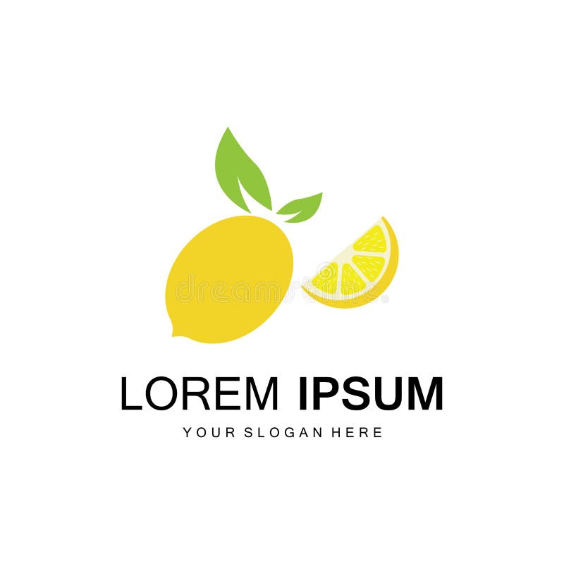 Fresh Lemon Fruit Vector Logo with Leaves, for Lemon Fruit Fresh Drink ...