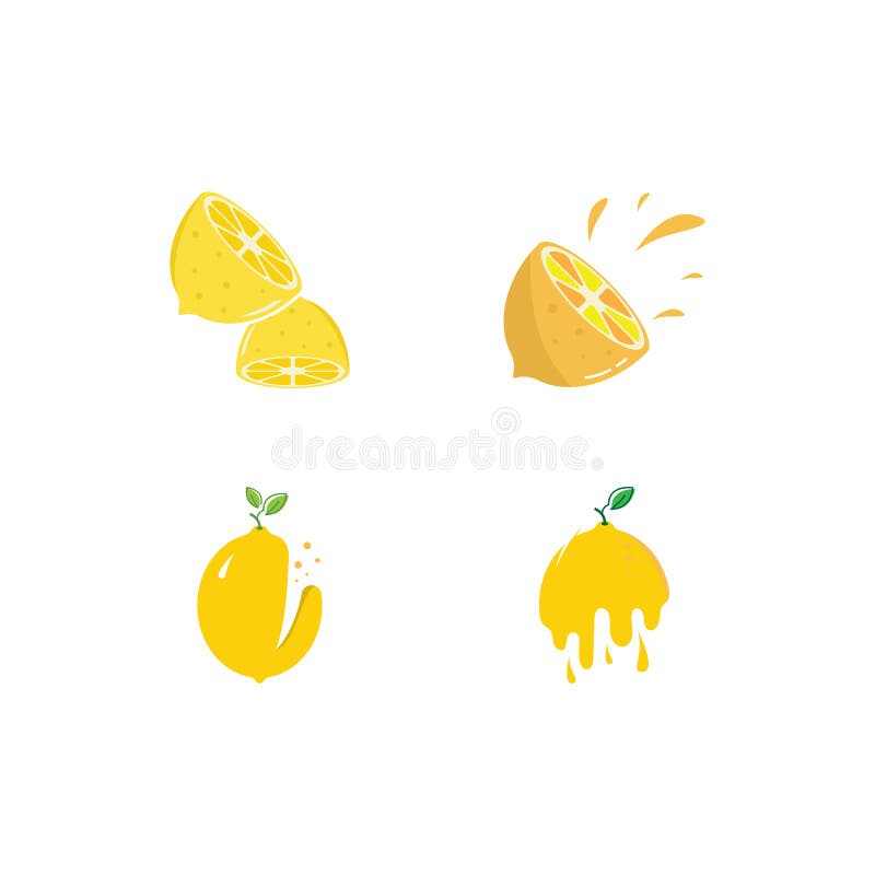 Fresh Lemon Fruit Vector Logo with Leaves, for Lemon Fruit Fresh Drink ...