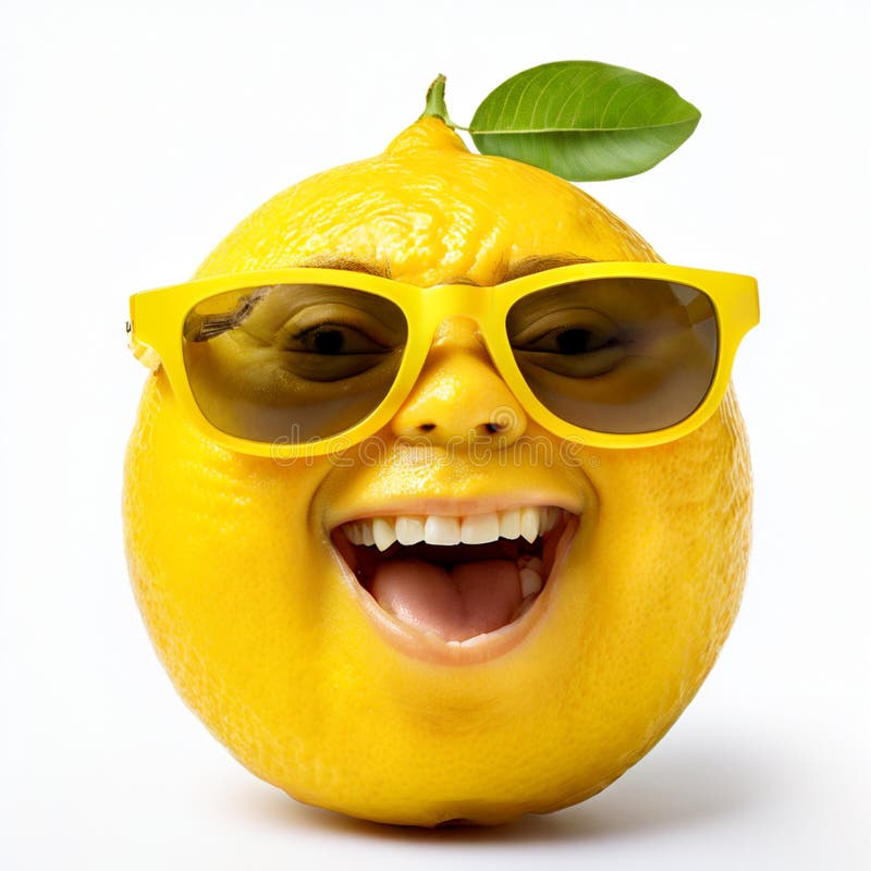 Fresh Lemon with Funny Face. Stock Illustration - Illustration of ...