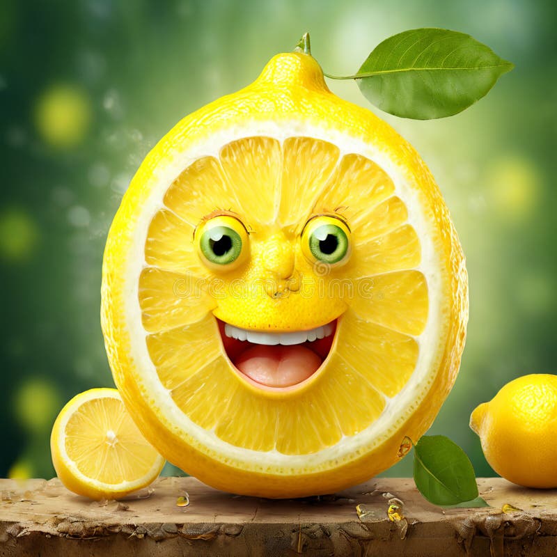 Fresh Lemon with Funny Face. Stock Illustration - Illustration of cute ...