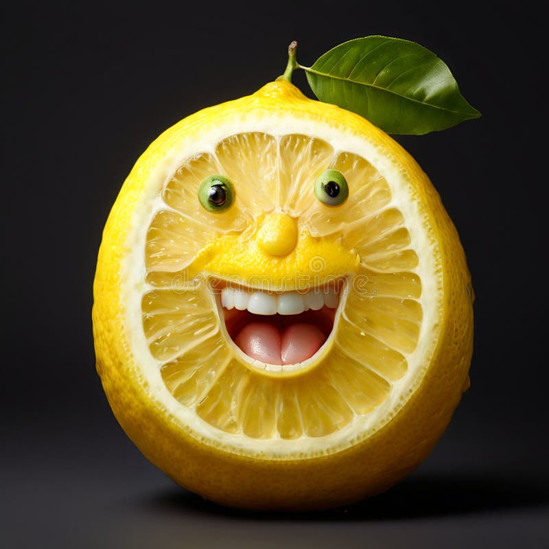 Fresh Lemon with Funny Face. Stock Illustration - Illustration of farm ...
