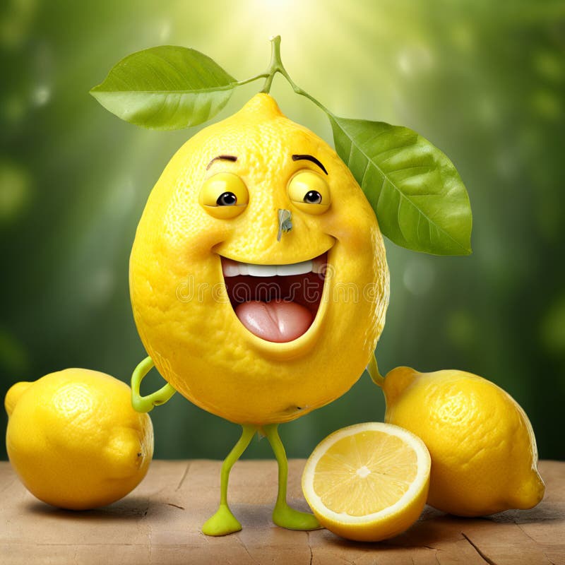 Fresh Lemon with Funny Face. Stock Illustration - Illustration of wear ...
