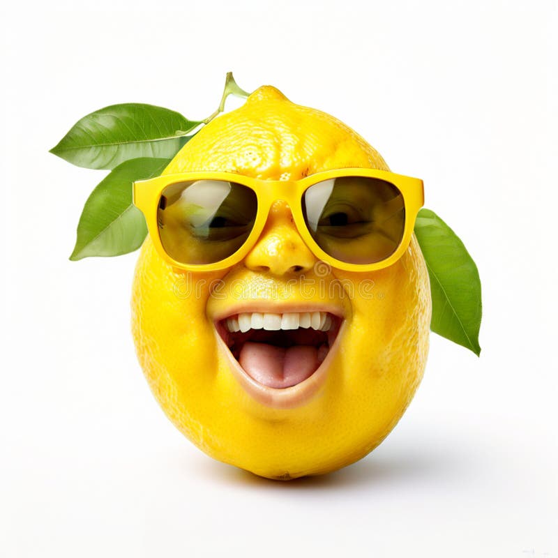 Fresh Lemon with Funny Face. Stock Illustration - Illustration of ...