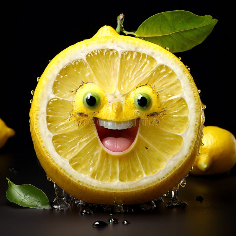 Fresh Lemon with Funny Face. Stock Illustration - Illustration of neck ...
