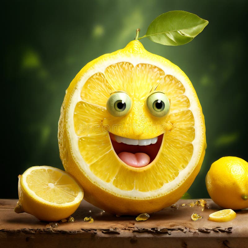 Fresh Lemon with Funny Face. Stock Illustration - Illustration of wild ...