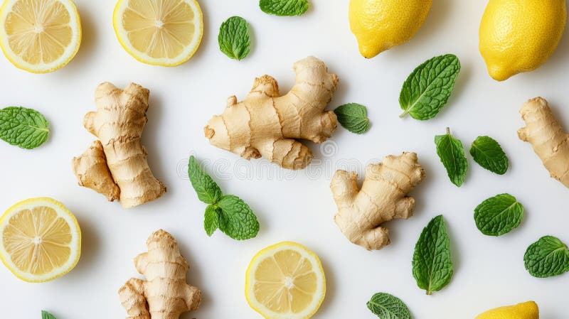 Fresh Lemon, Ginger, and Mint Create a Healthy Ingredient Combination ...
