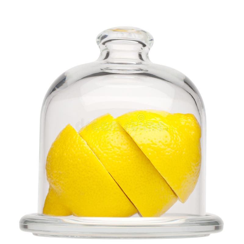 Fresh Lemon in a Glass Dome Stock Photo - Image of container, diet ...