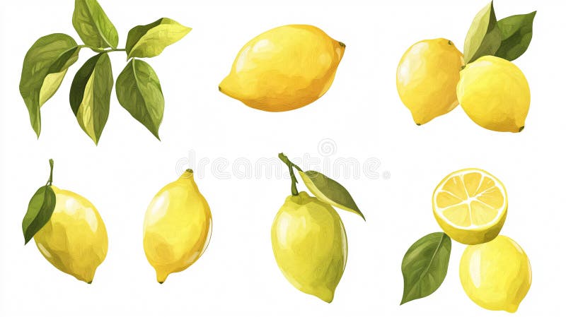 Fresh Lemon Isolated on White Background Collection for Professional ...