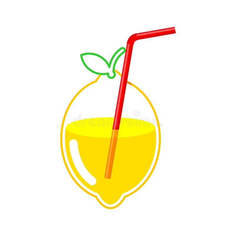 Fresh Lemon Juice with Beverage Tube. Vector Illustration Stock Vector ...