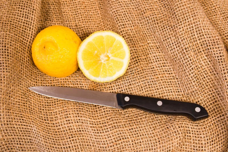 Fresh Lemon Knife Burlap Surface Stock Photos - Free & Royalty-Free ...