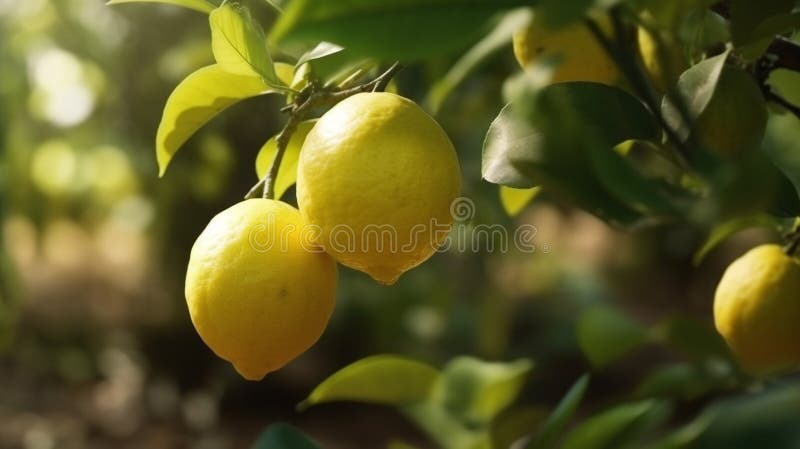 Fresh Lemon on Lemon Orchard Stock Illustration - Illustration of berry ...