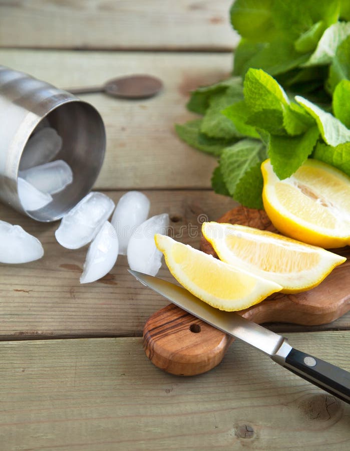 Fresh lemon and mint. stock photo. Image of health, juicy - 31803060
