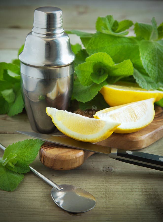 Fresh lemon and mint. stock image. Image of freshness - 31803181