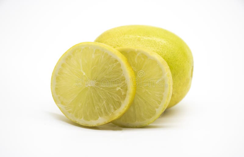 Fresh Lemon Pieces Isolated on White Background Stock Image - Image of ...