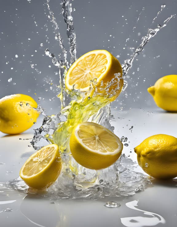 Fresh Lemon and Powerful Liquid Explosion Stock Illustration ...