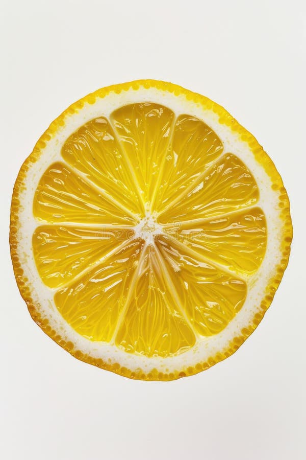 A Fresh Lemon Slice Sits on a White Surface Stock Image - Image of life ...