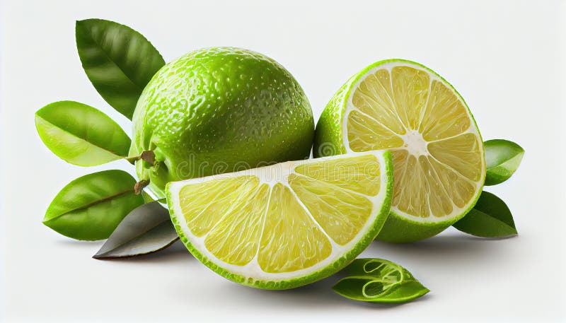 Fresh Lemon and Lemon Slice on White Background AI Generative Stock ...