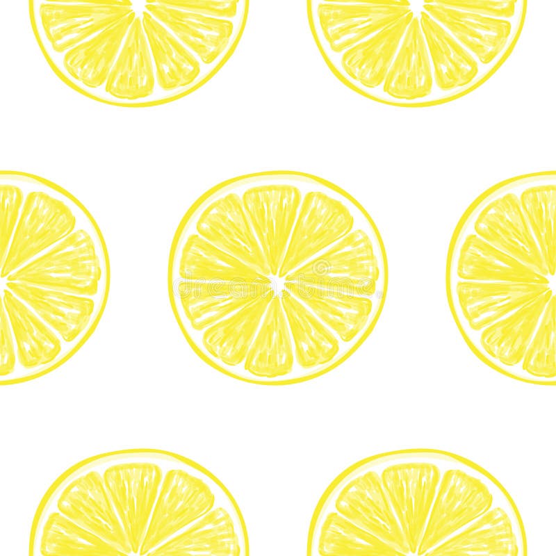 Fresh Lemon Slices Seamless Pattern Stock Vector - Illustration of ...