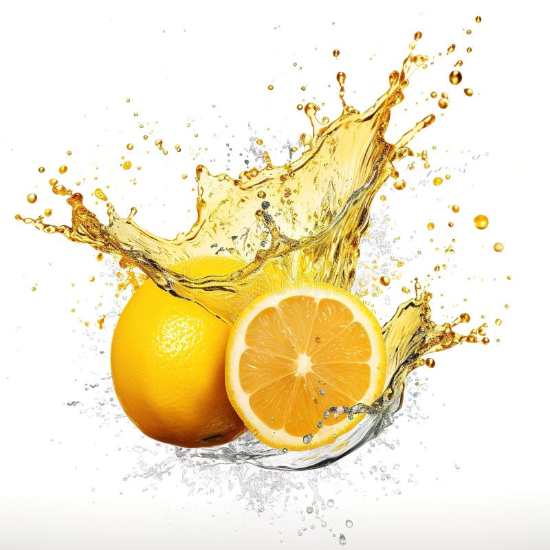 Fresh Lemon and Splash. Generative AI Stock Illustration - Illustration ...