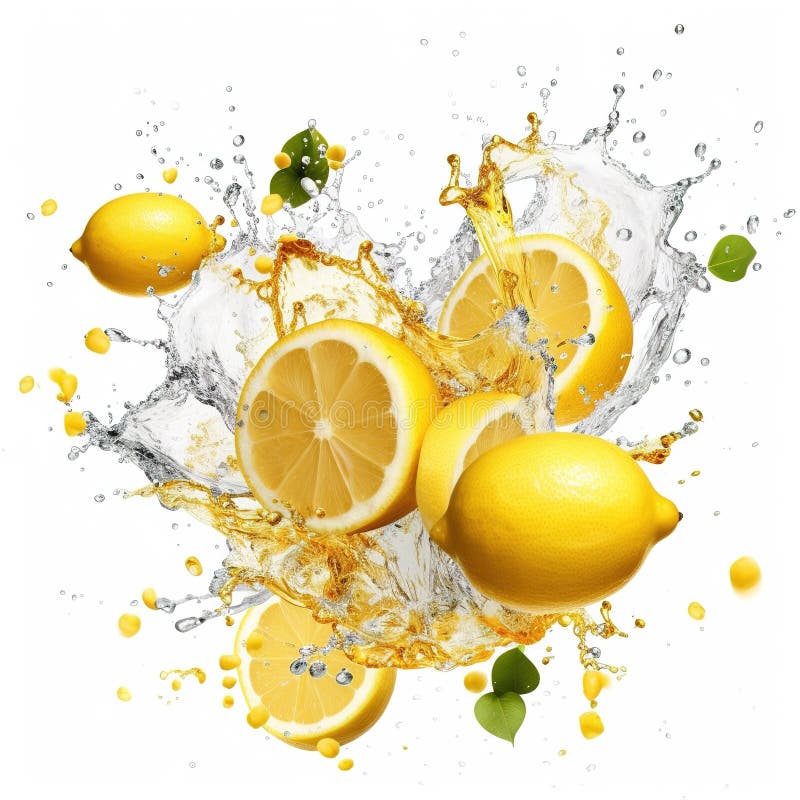 Fresh Lemon and Splash. Generative AI Stock Illustration - Illustration ...